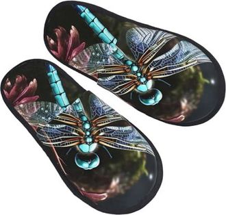 Generic Pantoufles DHiver Libellule Bleue Peluche Pantoufles De Maison Doux Chausson Hotel Pour Spa Femmes H&ocirc;tel M