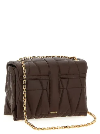 Versace Womens Brown Lamb Leather Shoulder Bag