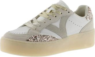 Victoria Baskets Turin Effet Cuir & Pi&egrave;ces Paillet&eacute;es & en Daim & Semelle Caramel 1265101 pour Femme Platino 40