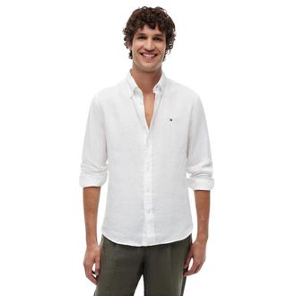 Tommy Hilfiger Homme, Chemises, Blanc, Taille: L Chemise en lin pur coupe classique