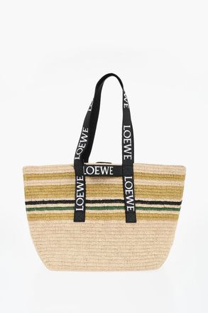 Loewe Tote Bag Aus Raffia Mit Gestreiftem Muster Loewe