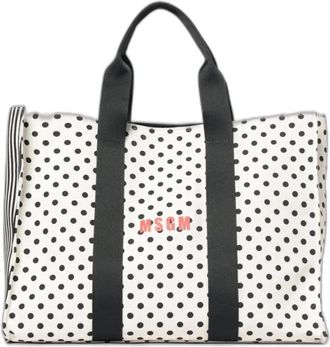 Msgm Tote Bag mit Tupfen und Streifen - - Bags - unisex - Schwarzk - ONE SIZE