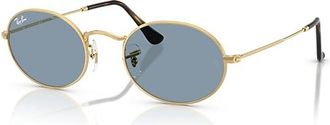 Ray-Ban Oval Metal Summer Capsule Sonnenbrillen Arista Gold Fassung Blau Glas 51-21