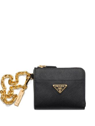 Prada petit portefeuille en cuir Saffiano - Noir
