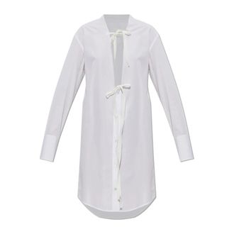 Maison Margiela V-Neck Hemdblusenkleid - - Dresses - Damen - Wei&szlig; - S