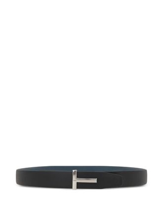 Tom Ford ceinture en cuir à boucle T - Noir