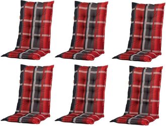 Madison New York 6er Set Hochlehner Gartenstuhl Auflagen, weinrot - Madison