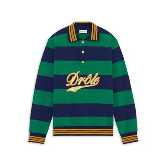 Dr&ocirc;le de Monsieur Gestreiftes Poloshirt mit Stickerei - - Tops - Herren - Gr&uuml;n - XL