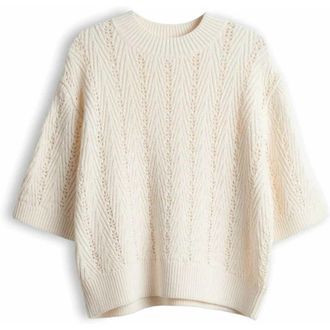 OPUS Pudy Pullover mit Rundhalsausschnitt und kurzen &Auml;rmeln - - Knitwear - Damen - Wei&szlig; - L