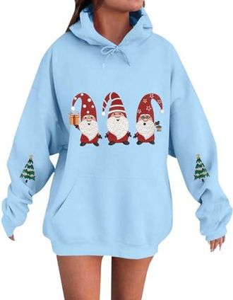 Generico Sweat &agrave; capuche pour femme &agrave; capuche en molleton dautomne dhiver &agrave; manches longues en coton renne confortable hoodie sweatshirt classique surdimension