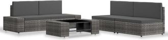 vidaXL Vidaxl - Salon de jardin 5 pcs R&eacute;sine tress&eacute;e Gris