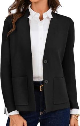 Grace Karin Cardigan &eacute;l&eacute;gant pour femme, col en V boutonn&eacute;, cardigan dautomne avec poches, Noir, L