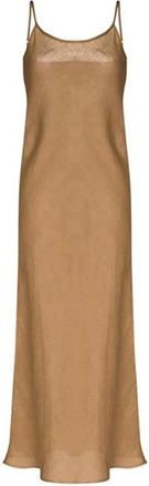 BASERANGE Femme, Robes, Brun, Taille: 42 FR Robe Midi en Lin Noir