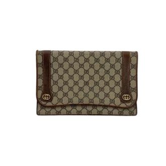 Gucci Pre-owned Vintage Brown Monogram Canvas GG Logo Flat Clutch - Femme - Pre-owned - Brun - Taille: ONE Size