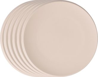 Villeroy & Boch NewMoon Beige Platzteller 6er Set, 29 cm, Beiger Teller mit Halbmond-Tellerrand, Premium Porzellan