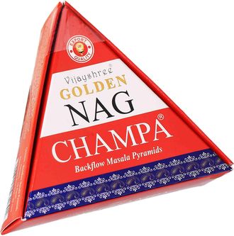 NKlaus Golden Nag Champa Räucherpyramiden (10 Stück) - Blumiger Rückfluss Duftkegel & Räucherkegel für Aromatherapie, Meditation & Räucherkerzen, Räucherwerk