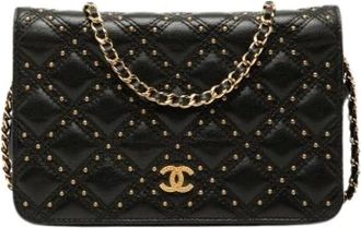 Chanel Sac bandouli&egrave;re matelass&eacute; en cuir dagneau Pre-owned - Femme - Pre-owned - Noir - Taille: ONE Size