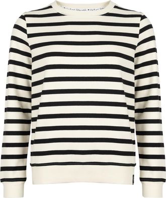 Roadsign Damen Sweatshirt lässiger Streifenstil für Moderne Looks mit sportlicher Note Ecru/schwarz, 2XL