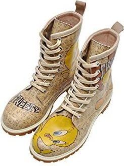 Dogo Bottes longues - Bottines végétaliennes pour femme et bottes durables et colorées - Bottes tendance et confortables pour femme, Tweety Moods, 40 EU