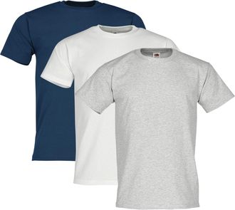 Fruit Of The Loom Heavy Cotton Tee Shirt 3er-Pack Herren, 1xWhite+1xNavy+1xGrey, XXL