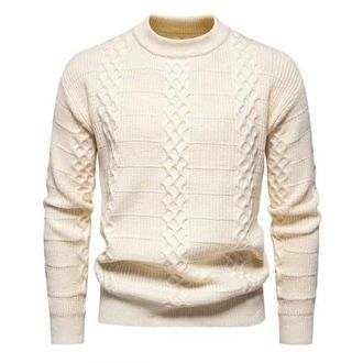Generic Pull De Travail Homme Manche Longue- Pull Chaud Col Rond Ample Casual Couleur Unie Sweater Chic Confortable De Tous Les Jours Temp&eacute;rament Polyvalent A