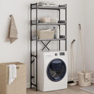 vidaXL Tag&egrave;re de lave-linge sonoma gris 67x25x163 cm bois ing&eacute;nierie