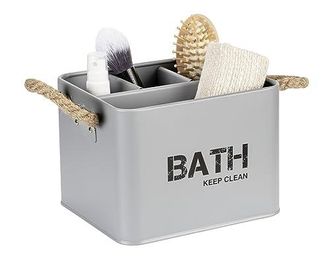 WENKO Boîte de rangement Gara avec 4 compartiments gris Boîte de rangement, panier de salle de bain Gris