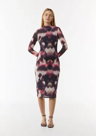 Comma Midikleid Kleid Mesh-Kleid in Midi-L&auml;nge