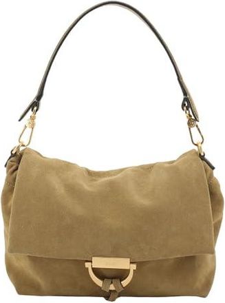 Abro Cuir sac &agrave; &eacute;paule Leather Suede Shoulder Bag Temi Mud kaki