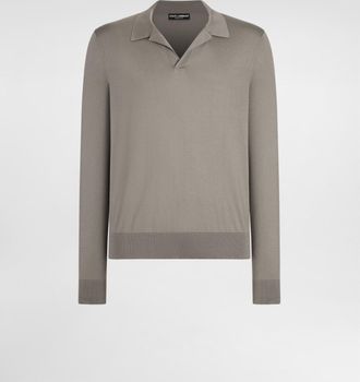 Dolce & Gabbana Silk Polo Shirt - Mann Strickwaren Beige 52
