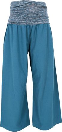 Guru Shop Weite Marlenehose, Buddha Wellnesshose, Yogahose, Boho Hose mit Breitem Bund - Orion Blue, Damen, Baumwolle, Size:XL