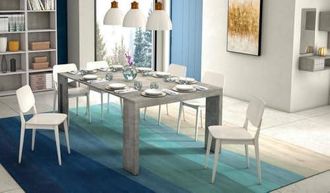 Dmora Ausziehbare Konsole Glicine, ausziehbarer Esstisch, Mehrzweckkonsole mit Verl&auml;ngerungen, 100 % Made in Italy, 186 x 80 x 76 cm, Zement