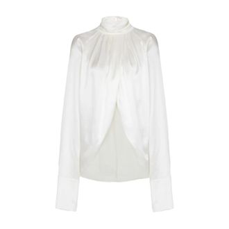 Balmain Drapierte Seidenbluse - - Blouses & Shirts - Damen - Wei&szlig; - S