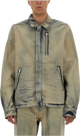 Rick Owens Homme, Vestes, Bleu, Taille: XL Veste en jean zipp&eacute;e dissimul&eacute;e