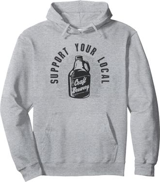 Trendy Apparel Support Your Local Craft Brewery Vintage Black Bottle Logo Pullover Hoodie
