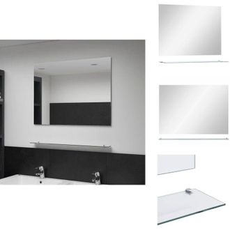 vidaXL Wandspiegel mit Regal 80&times;60 cm Hartglas - Wandspiegel - Spiegel Mit Regal - Badezimmerspiegel - Wohnzimmerspiegel - Schlafzimmerspiegel