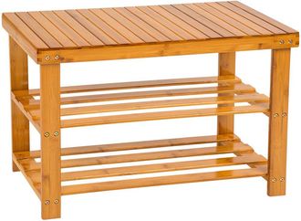 TecTake Schuhregal aus Bambus Holz - Diverse Modelle - (70x28x45.5cm mit Sitzfläche | Nr. 401650)