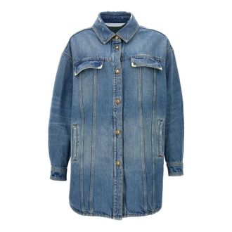 Palm Angels Washed Logo Jacket - - Jackets - Damen - Blau - XS