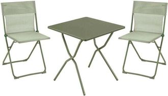 Lafuma Mobilier Set 1 quadratischer klappbarer Gartentisch, 2 ultrakompakte Klappst&uuml;hle - Balcony - Acier - Vert Moss - Lafuma Mobilier