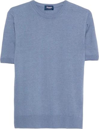 Drumohr Homme, Tops, Bleu, Taille: XL T-shirt en lin et coton