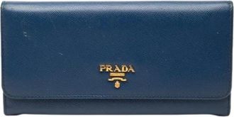 Prada Portefeuille Saffiano Pre-owned - Femme - Pre-owned - Bleu - Taille: ONE Size