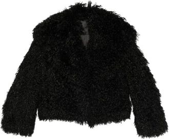 Amen Femme, Vestes, Noir, Taille: 36 FR Manteau Noir Court avec Large Col