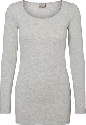 Vero Moda Damen Vmmaxi My Soft Long U-neck Noos Langarmshirt, Grau (Light Grey Melange), S EU