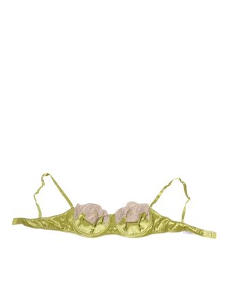 Dolce & Gabbana Womens Lime Green Silk Satin Lace Padded Balconnet Underwear Elastane Clothing