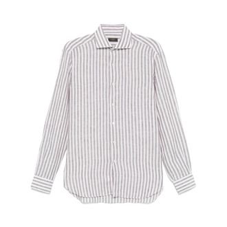 Barba Homme, Chemises, Multicolore, Taille: XL Chemise marron &agrave; boutons avec col ouvert