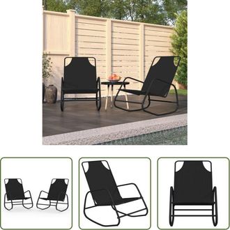vidaXL Chaise &agrave; bascule - Chaises longues &agrave; bascule 2 pcs Noir Acier et textil&egrave;ne