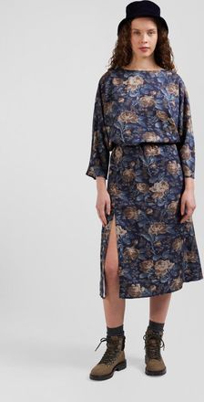 Eden Park Robe En Lyocell Bleu Marine Manches Longues &Agrave; Imprim&eacute; Floral