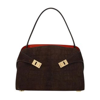 Ferragamo Femme, Sacs, Brun, Taille: ONE Size HUG Soft Suede Shoulder Bag