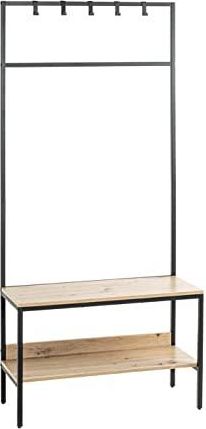 Haku Möbel Standgarderobe eiche, schwarz, MDF, Metall - Maße: B 80 cm x H 180 cm x T 35 cm, Style: Modern