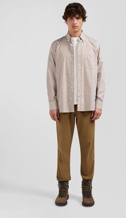 Eden Park Chemise En Popeline De Coton Ray&eacute;e Marron Coupe Regular